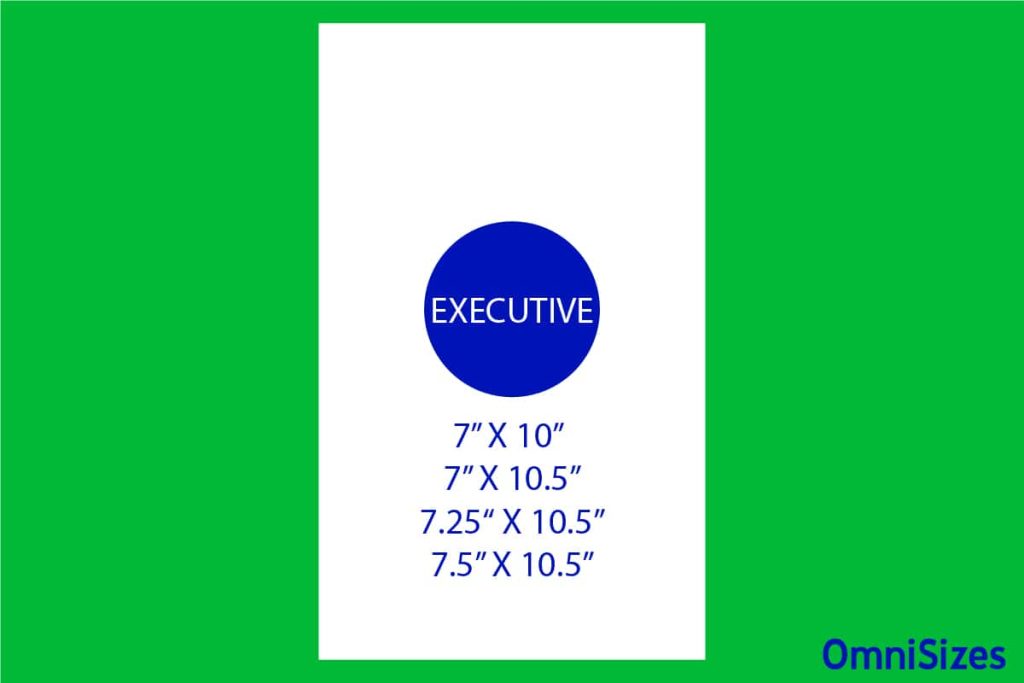Executive Paper Size - Sizes of Objects and Stuff